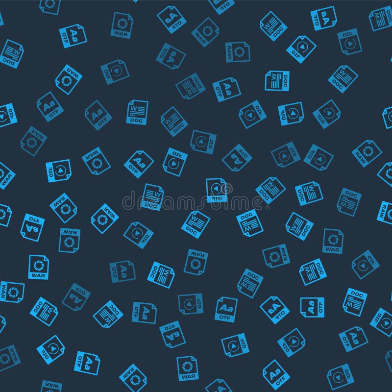 Set OTF File Document, DOC, GIF and RAW on Seamless Pattern. Vector ... Set OTF File Document, DOC, GIF and RAW on Seamless Pattern. Vector ...