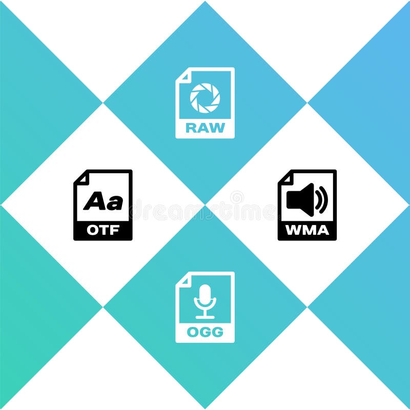 Set OTF File Document, OGG, RAW and WMA Icon. Vector Stock Vector ... Set OTF File Document, OGG, RAW and WMA Icon. Vector Stock Vector ...