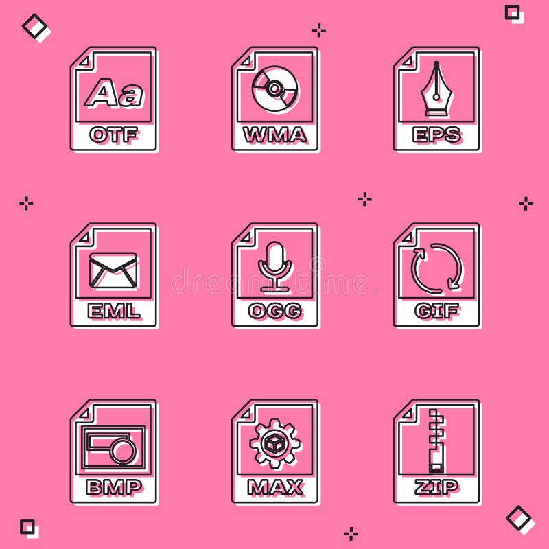 Set OTF File Document, WMA, EPS, EML, OGG and GIF Icon. Vector Stock ... Set OTF File Document, WMA, EPS, EML, OGG and GIF Icon. Vector Stock ...