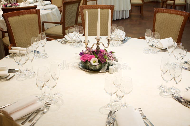 Fancy Table Set for a Dinner Stock Image - Image of luxury, catering ...