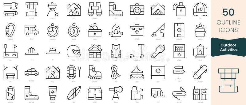 Set of Outdoor Activities Icons. Thin Linear Style Icons Pack Stock ...