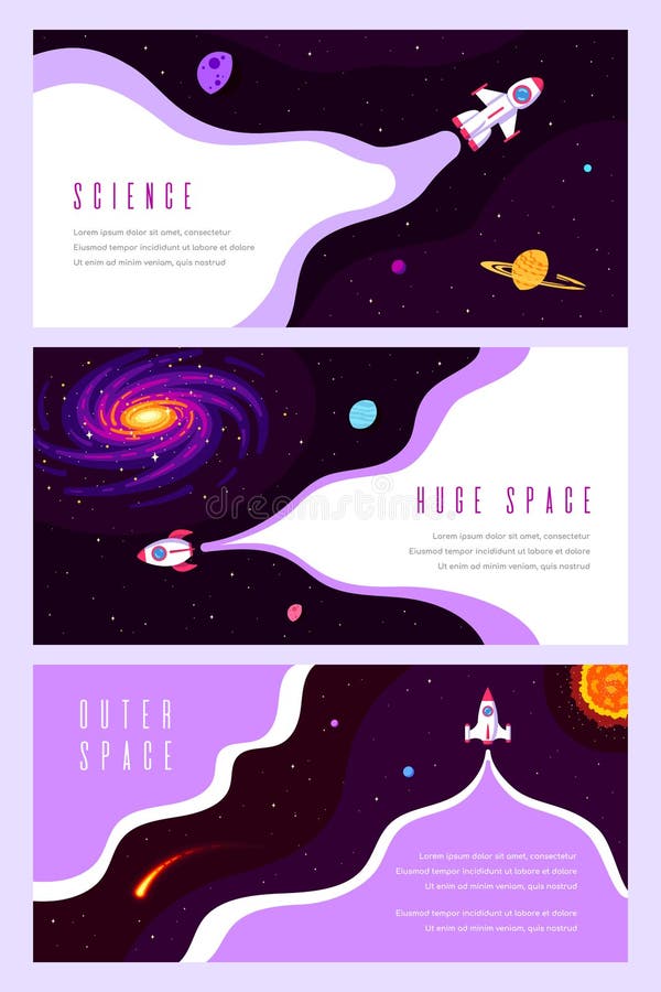 Set of Outer Space Concept Banner Templates Stock Vector - Illustration ...
