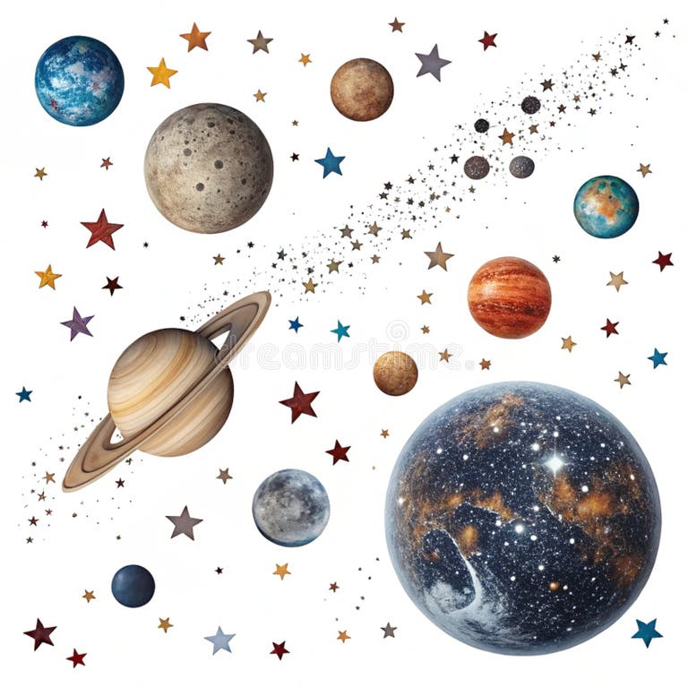 Outer Space Set Illustration Isolated on White Background Stock ...