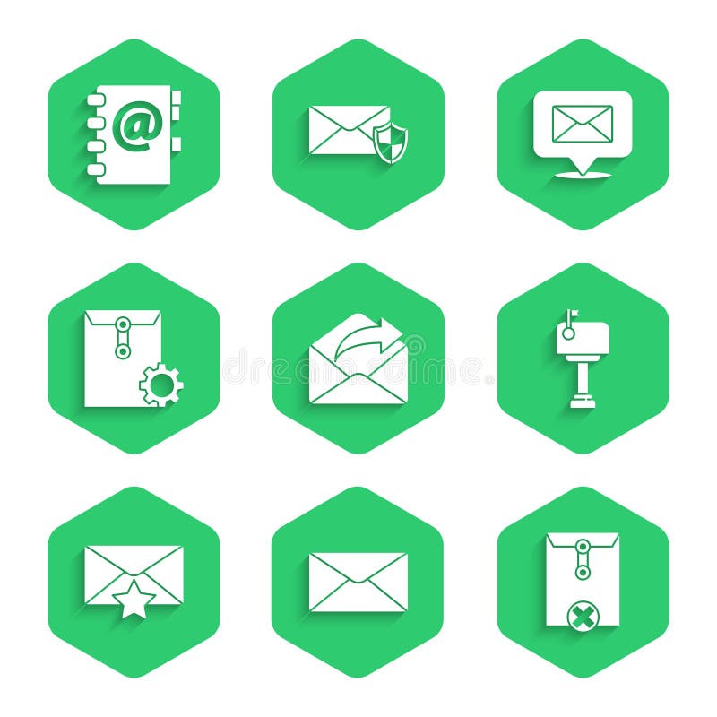 Set Outgoing Mail, Envelope, Delete Envelope, Mail Box, with Star ...