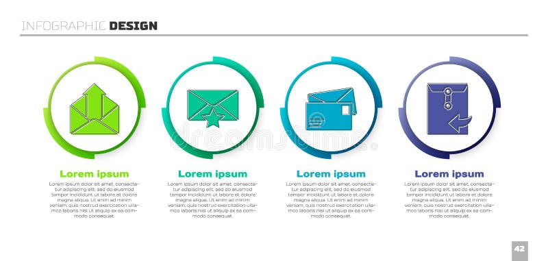 Set Outgoing Mail, Envelope with Star, Envelope and Envelope. Business ...