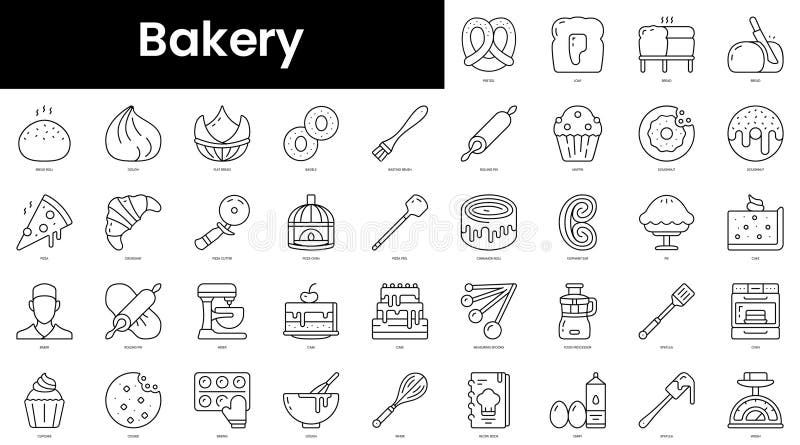 Outline Bakery and Pastry Background Stock Vector - Illustration of ...