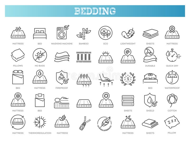 Set of Outline Bedding Icons. Vector Illustration Stock Vector ...
