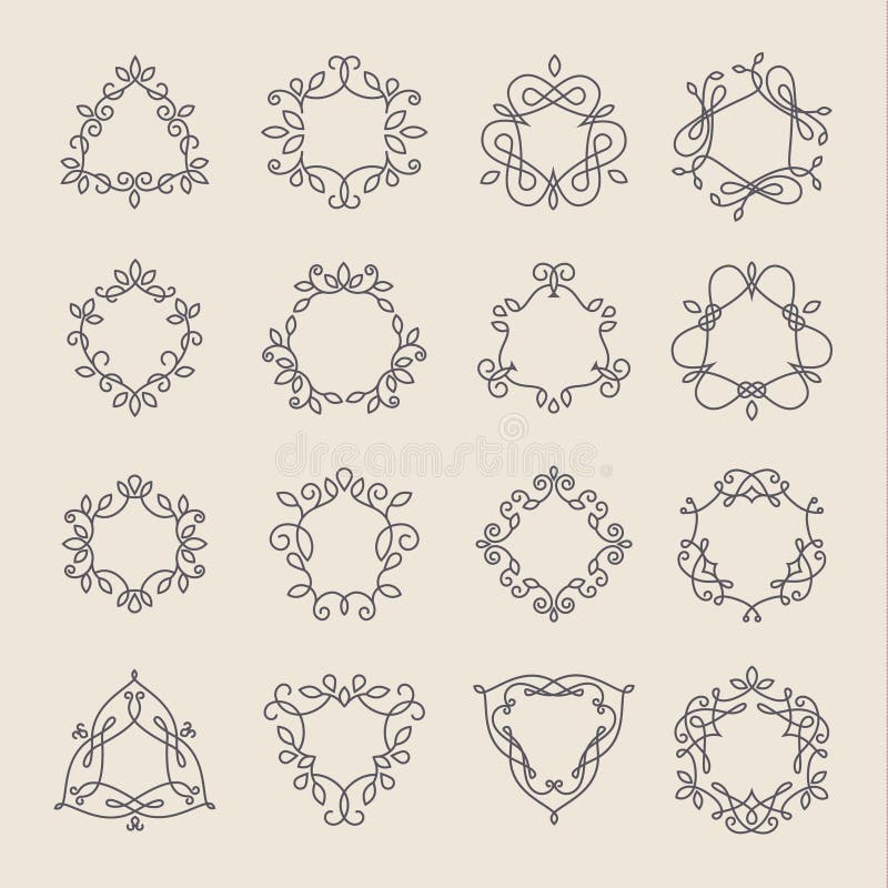 Set of Outline Black Monogram Stock Vector - Illustration of hipster ...