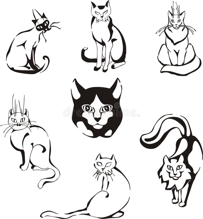 Set of outline cats stock vector. Illustration of tomcat - 30137069