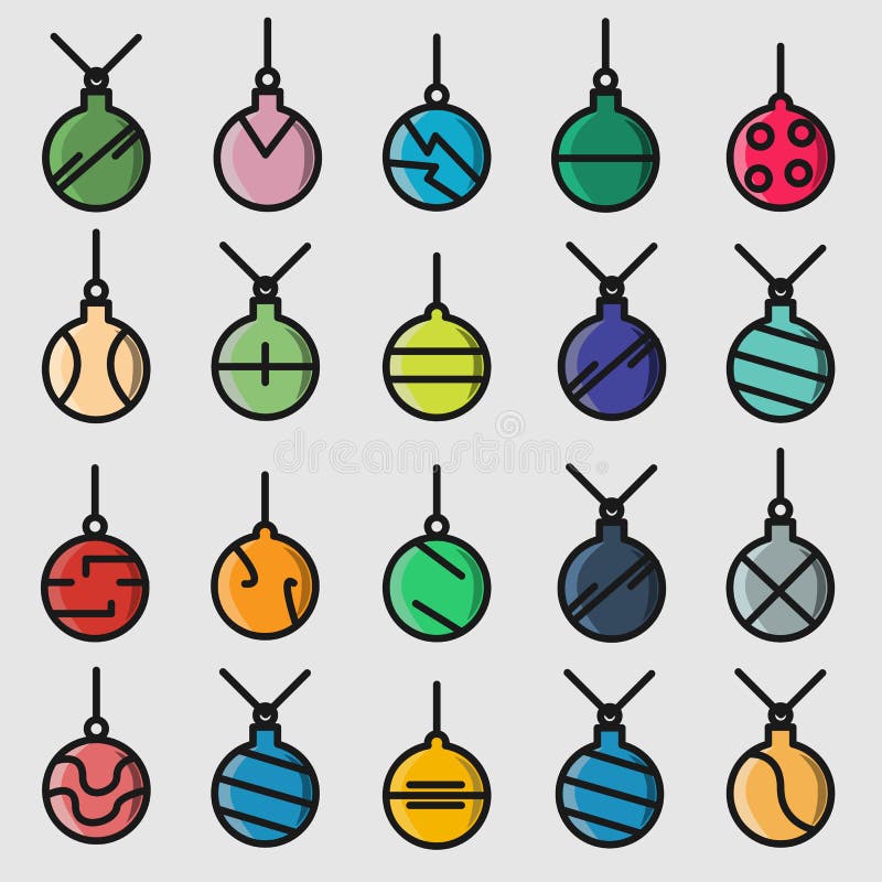 Set of Outline Christmas Balls. Vector Illustration. Stock Vector ...