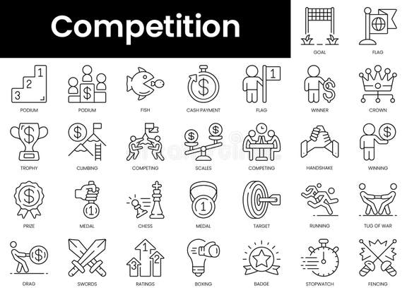 Set of Outline Competition Icons. Minimalist Thin Linear Web Icon Set ...