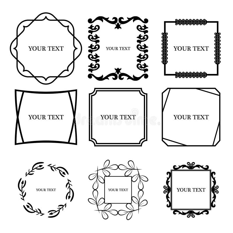 Set of Outline Decorative Vintage Frame. Vector Illustration. Stock ...