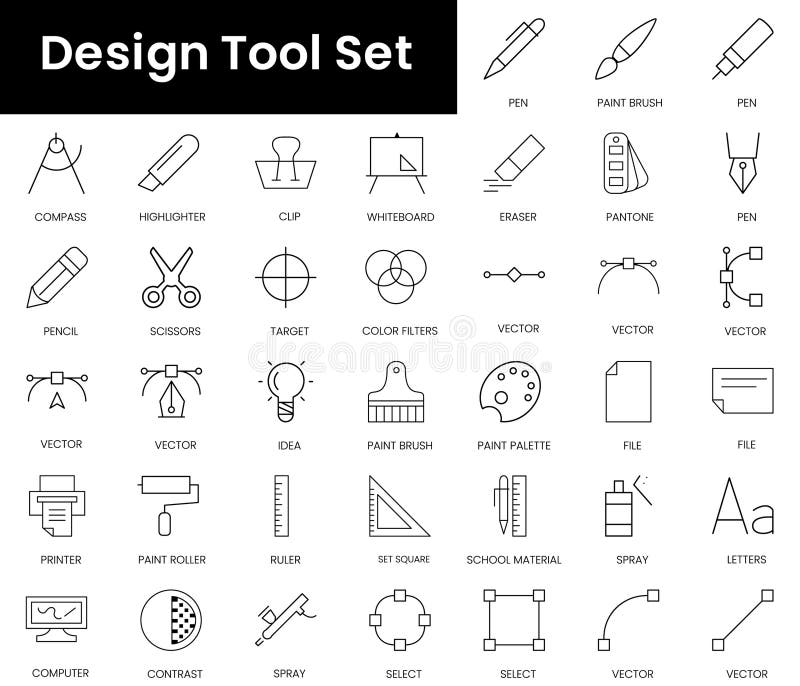 Set of Outline Hardware Icons. Minimalist Thin Linear Web Icon Set ...