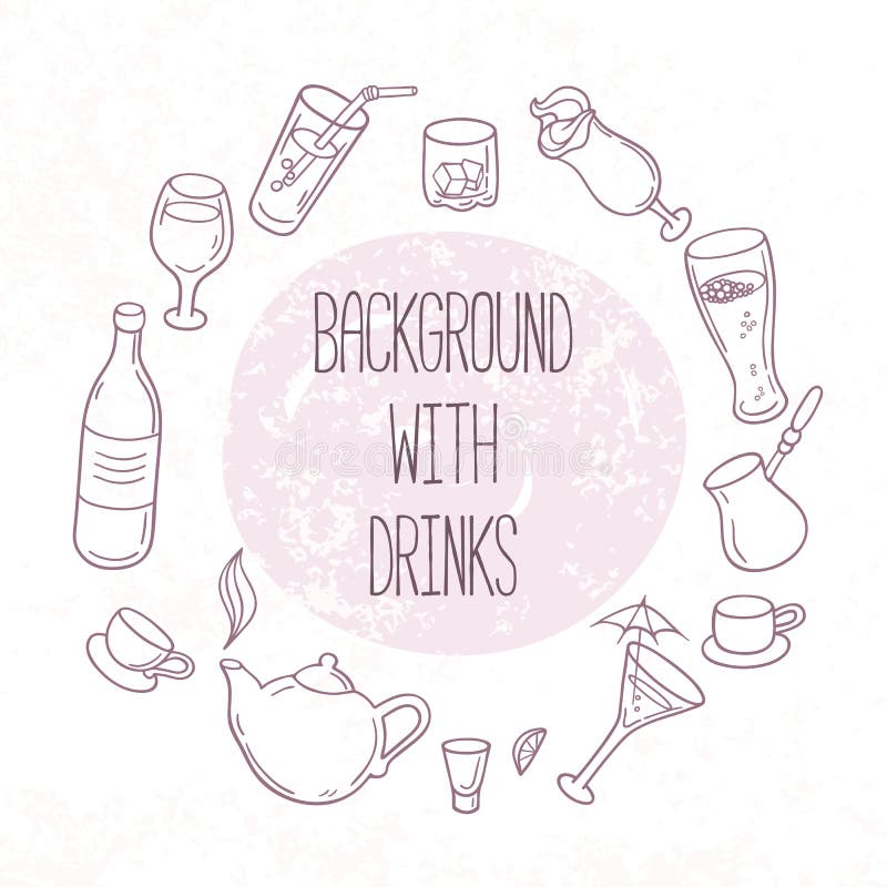 Set of Outline Drinks in Vector Stock Vector - Illustration of design ...