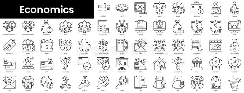 Set of Outline Economics Icons. Minimalist Thin Linear Web Icons Bundle ...
