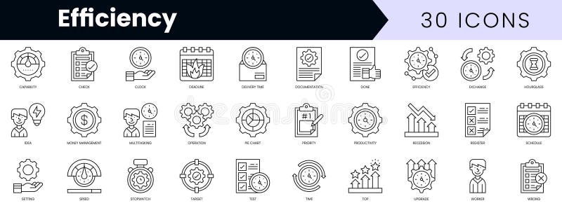Set of Outline Efficiency Icons. Minimalist Thin Linear Web Icon Set ...