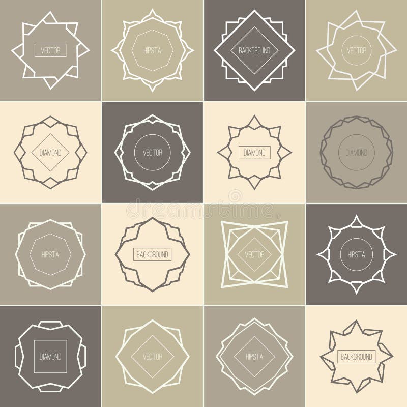 Set of Outline Emblems and Badges Stock Vector - Illustration of ...