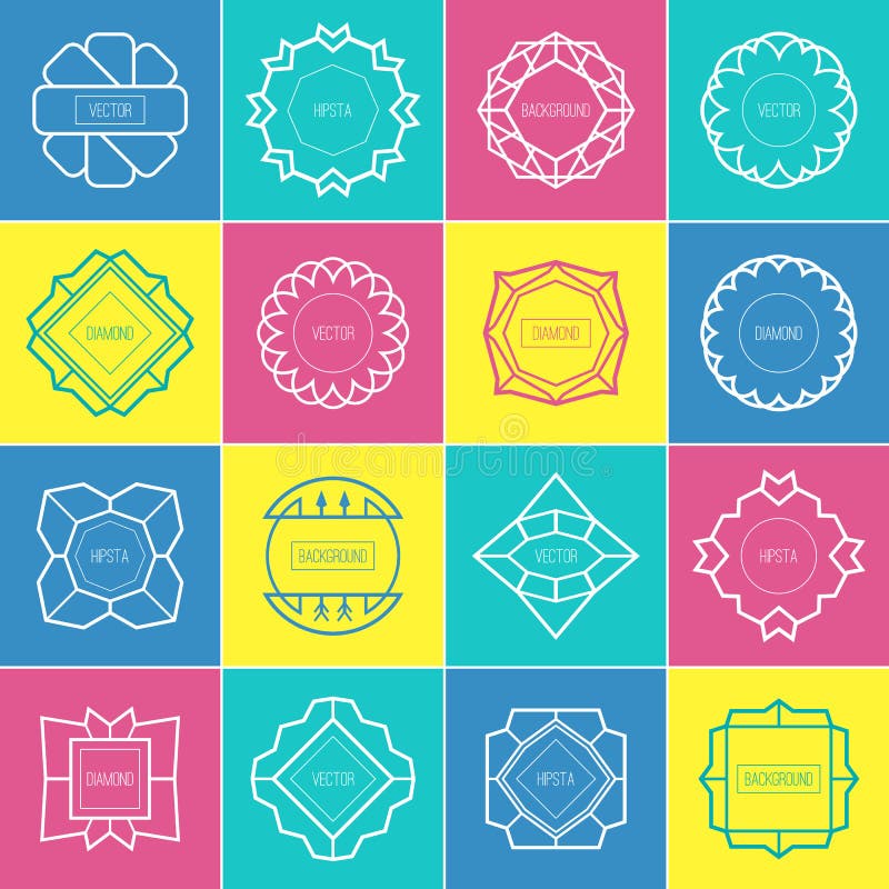 Set of Outline Emblems and Badges Stock Vector - Illustration of nature ...