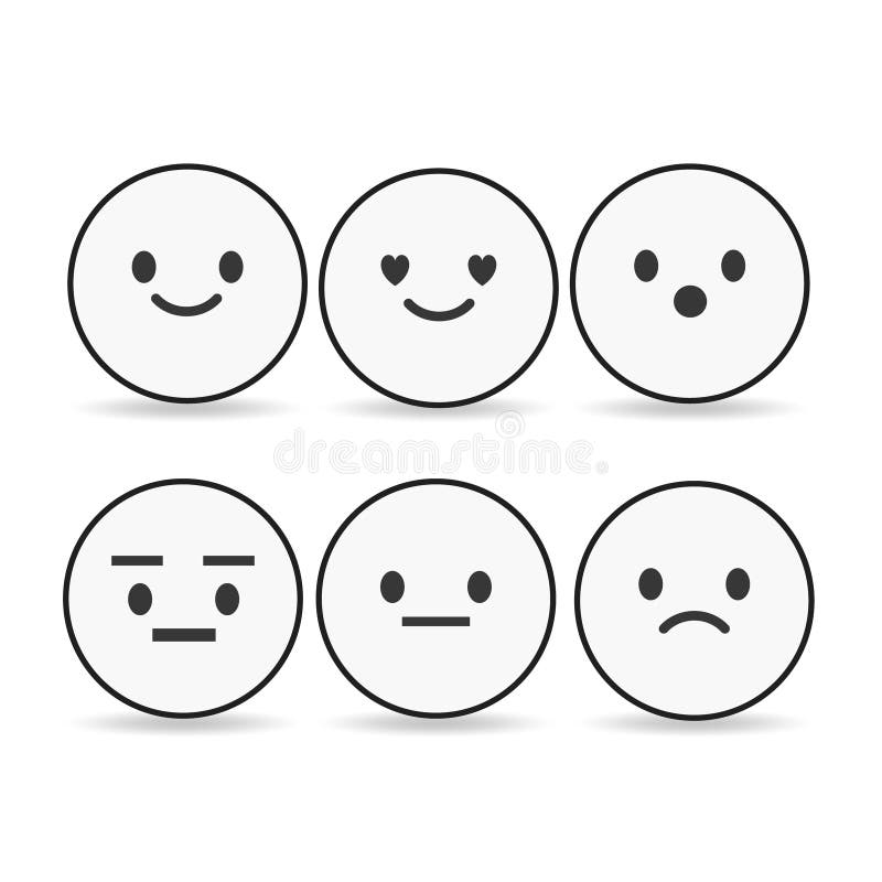 Set of Outline Emoticons, Emoji Isolated on White Background, Vector ...