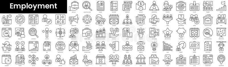 Set of Outline Employment Icons. Minimalist Thin Linear Web Icon Set ...