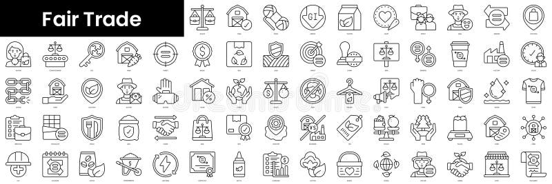 Set of Outline Fair Trade Icons. Minimalist Thin Linear Web Icons ...