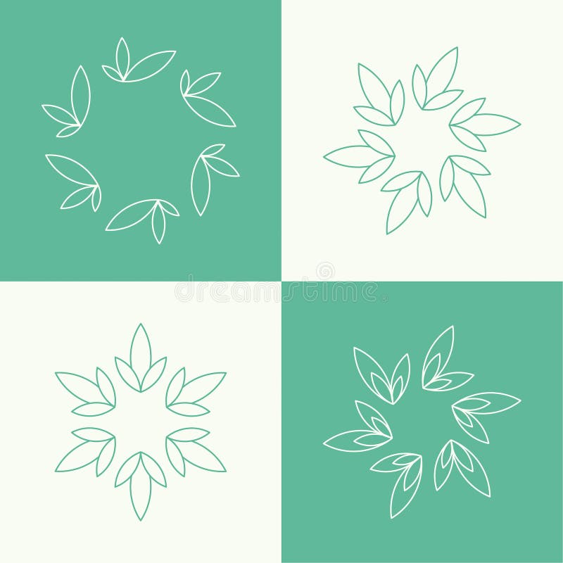 Set of Outline Floral Emblems Stock Vector - Illustration of decor ...