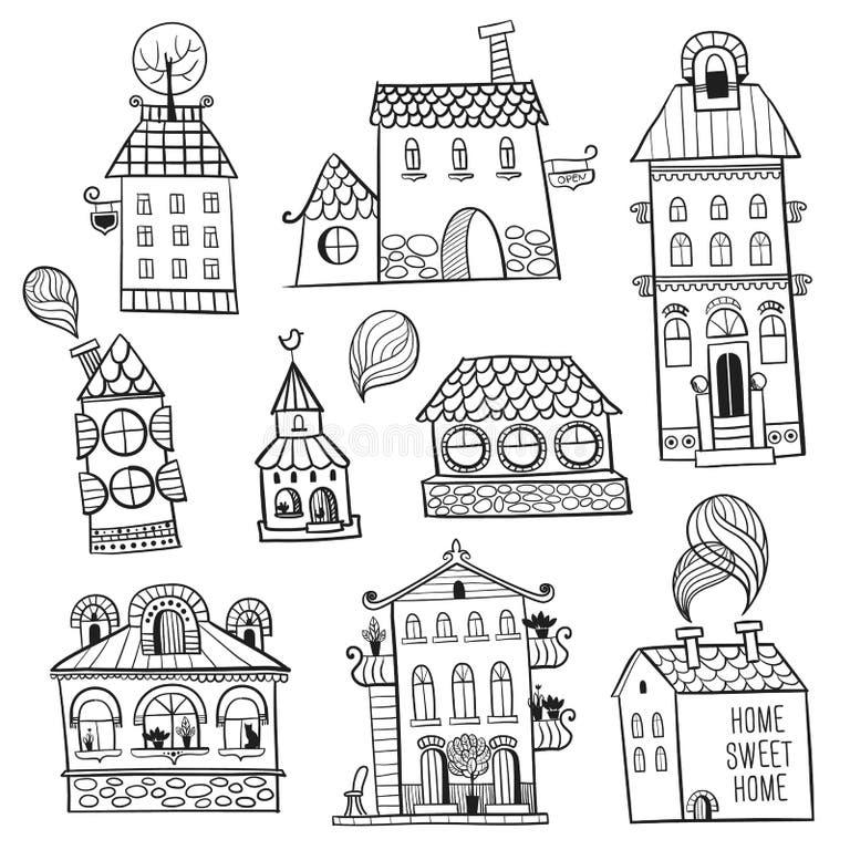 Cartoon Drawing Outline Buildings Doodle Stock Illustrations – 489 ...