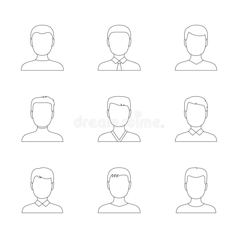 Set of Outline Icons of Men, Vector Illustration Stock Vector ...