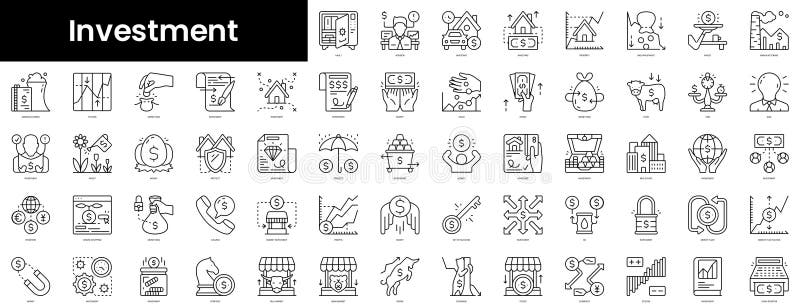 Set of Outline Investment Icons. Minimalist Thin Linear Web Icon Set ...