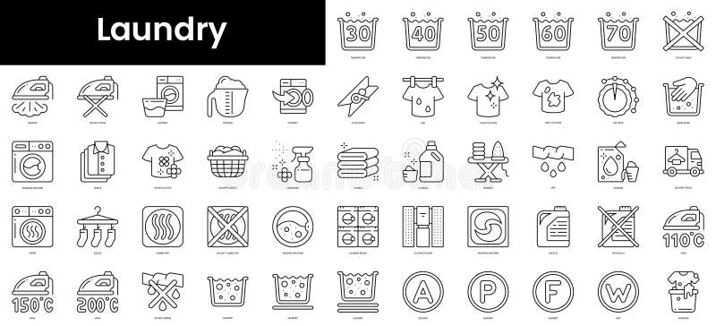 Set of Outline Laundry Icons. Minimalist Thin Linear Web Icon Set Stock ...