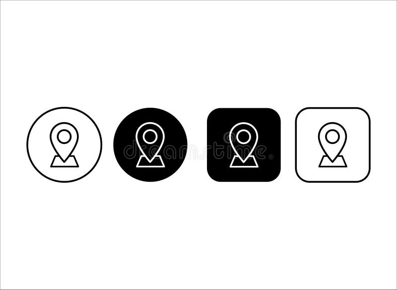 Set of Outline Location Map Icon. Address Icon Buttons Stock ...