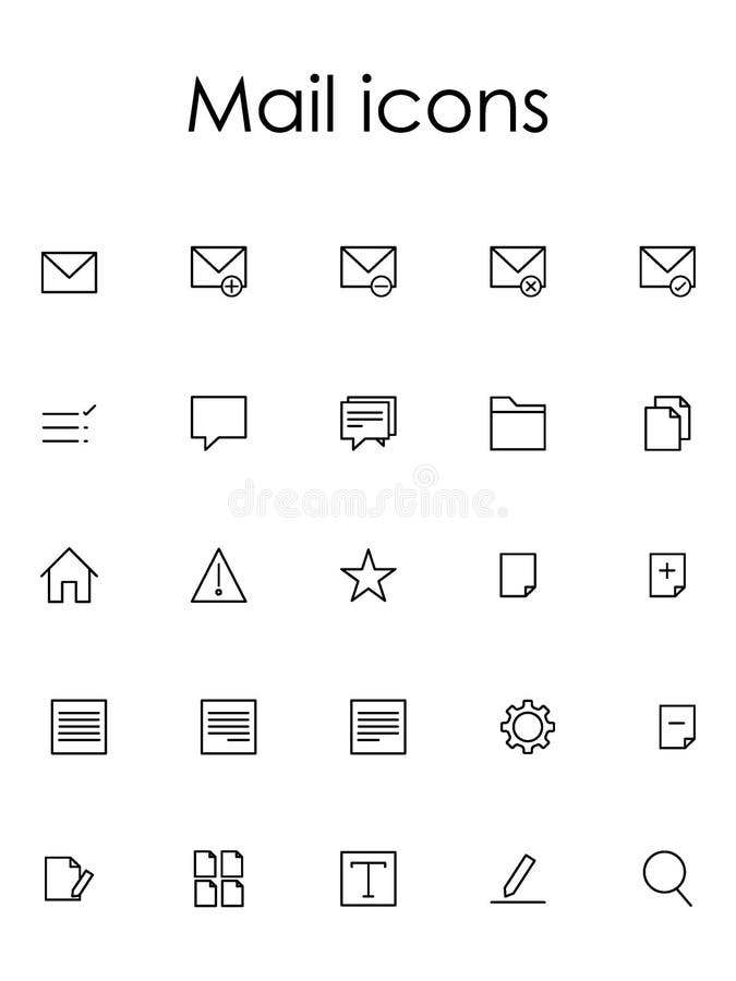 Outline Mail Box Vector Icon. Isolated Black Simple Line Element ...