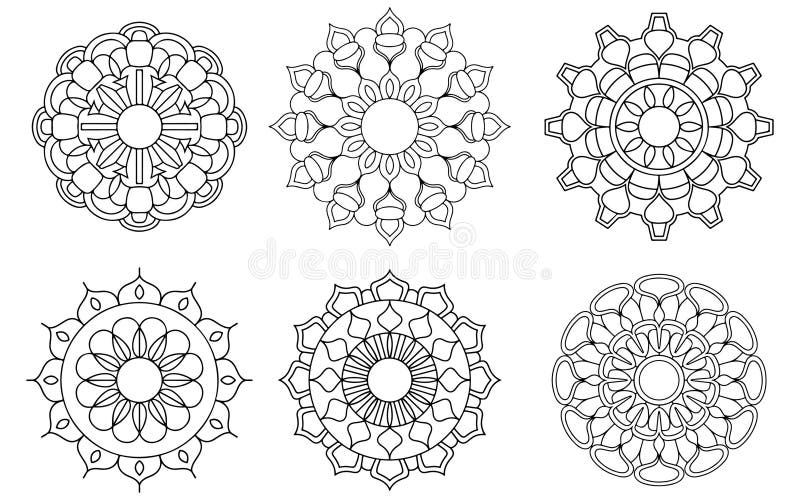 Mandal Set Vector on White Background Stock Illustration - Illustration ...