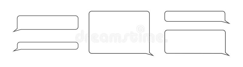Set of Outline Message Bubble. Empty Chat Frames Isolated on White ...