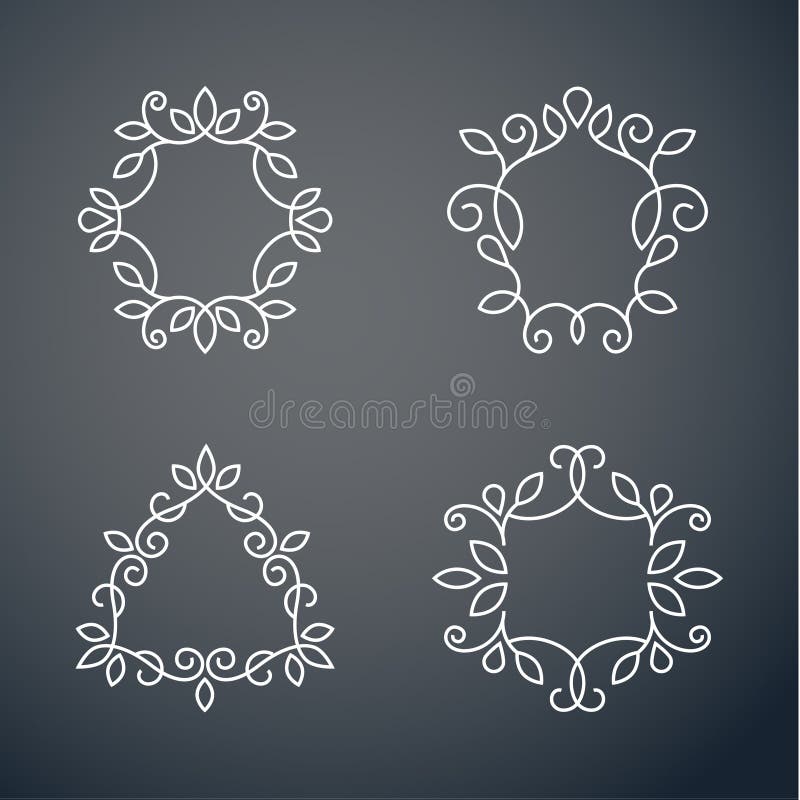 Set of outline monogram 01 stock vector. Illustration of ornament ...