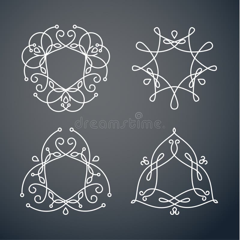 Set of outline monogram 04 stock vector. Illustration of graceful ...