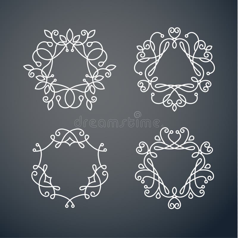 Set of outline monogram 06 stock vector. Illustration of design - 61028535