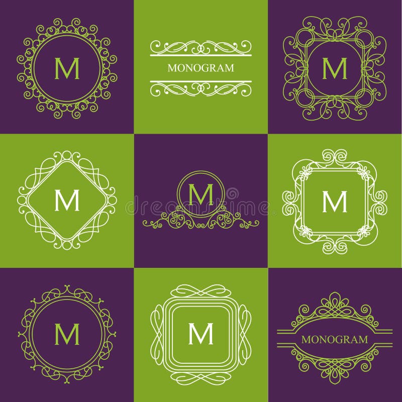 Set of Outline Monograms and Logo Design Templates Stock Vector ...