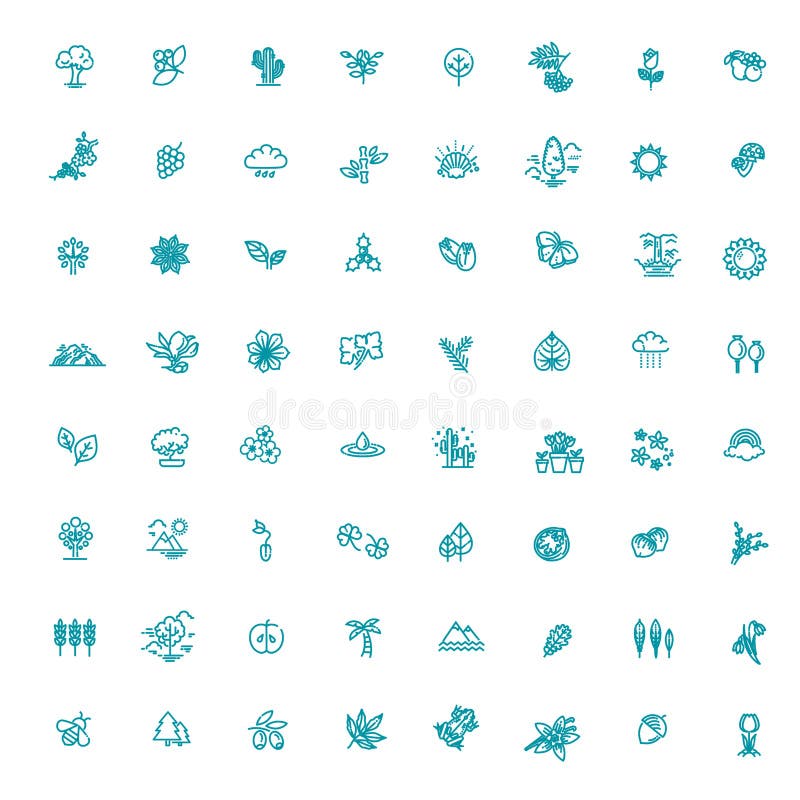 Set of Outline Natural Icons Vector Illustration Stock Vector ...