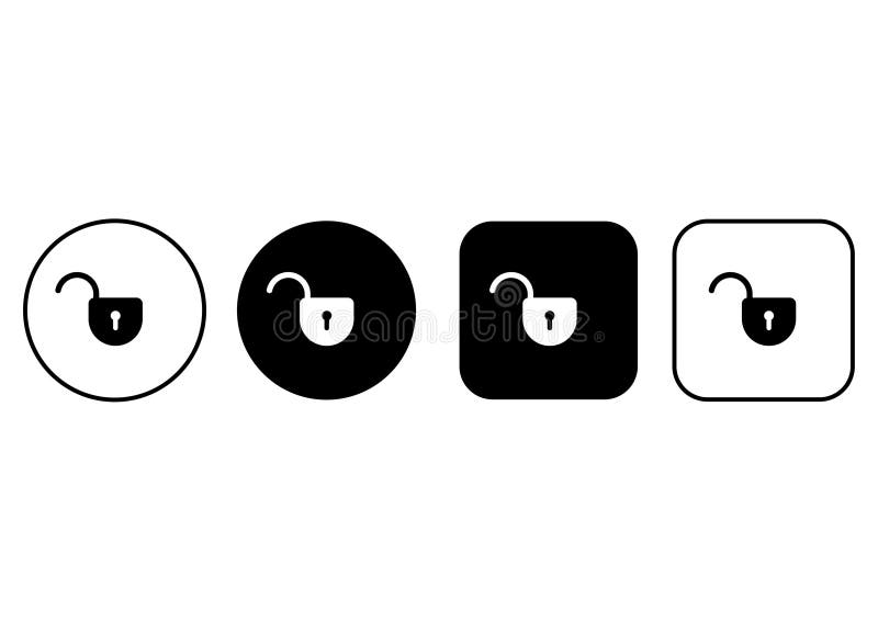 Set of Outline Opened Lock Icons. Security Symbols Buttons Stock Vector ...