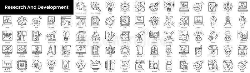 Set of Outline Research and Development Icons. Minimalist Thin Linear ...