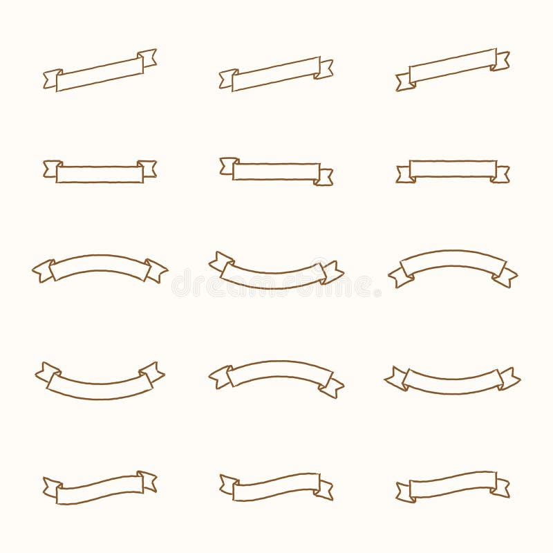 Set of Outline Ribbons Graphic Elements. Vector Illustration. Stock ...