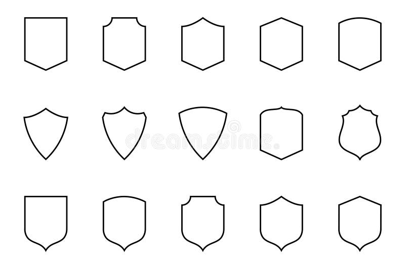 Set of Outline Security Shields. Secure and Protection Illustration for ...