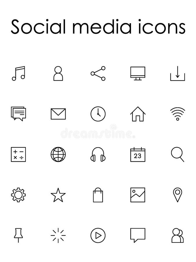 Set of Outline Social Media Icons Stock Vector - Illustration of media ...