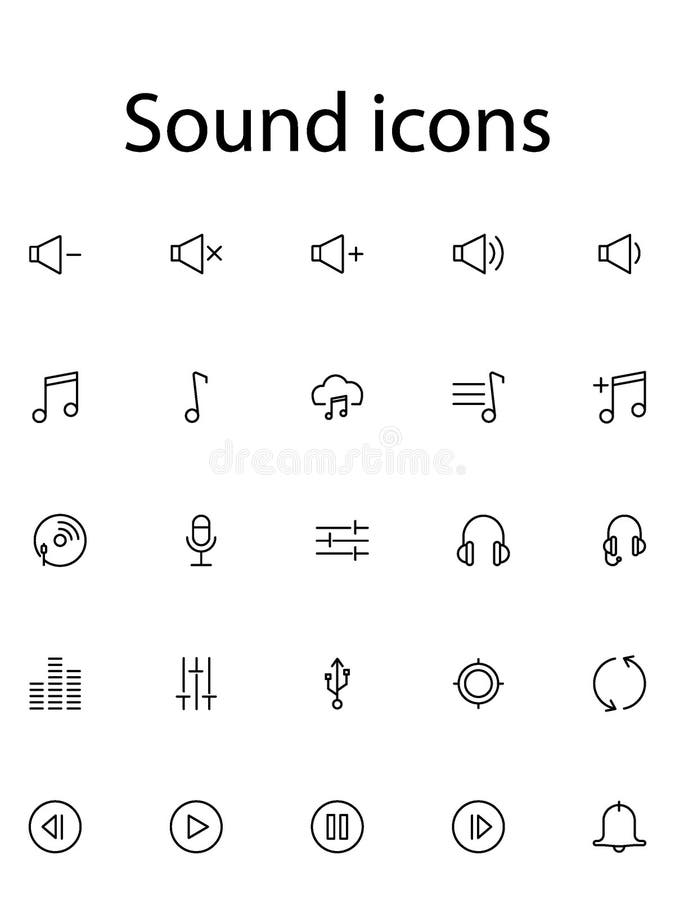 Set of Outline Sound Icons stock vector. Illustration of phone - 167503533