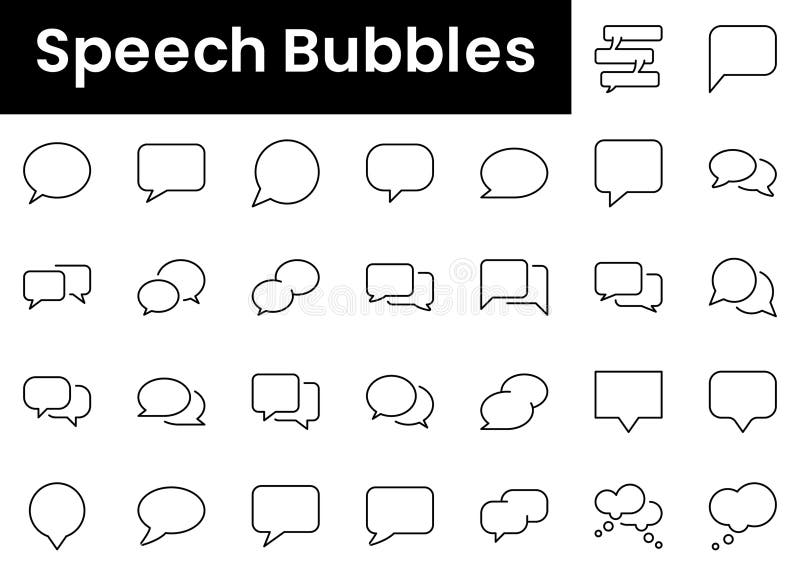 Set of Outline Speech Bubbles Icons. Minimalist Thin Linear Web Icon ...