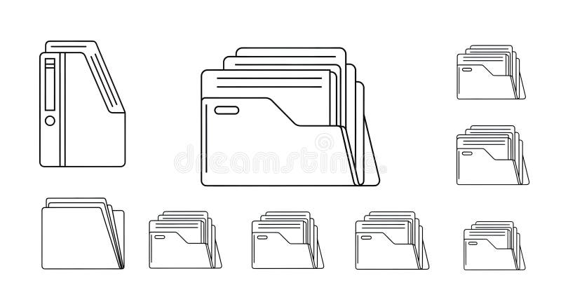 Folder Icons - Outline Style Stock Illustration - Illustration of ...