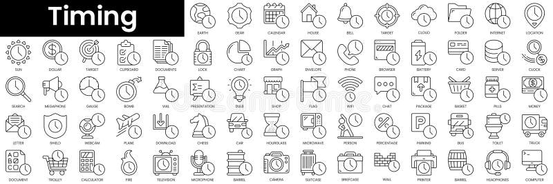 Set of Outline Timing Icons. Minimalist Thin Linear Web Icon Set Stock ...
