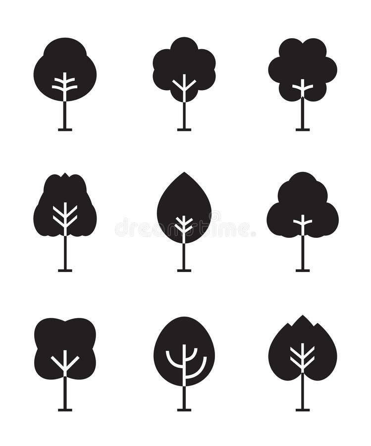 Set of Outline Tree Icon. Vector Illustration Stock Vector ...