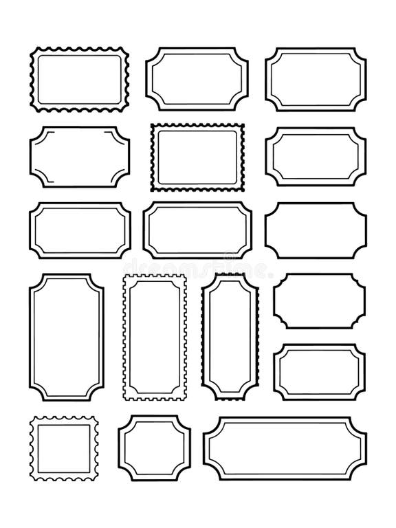 Outline Vector Coupon Border Set. Vintage Ticket Frame Collection for ...